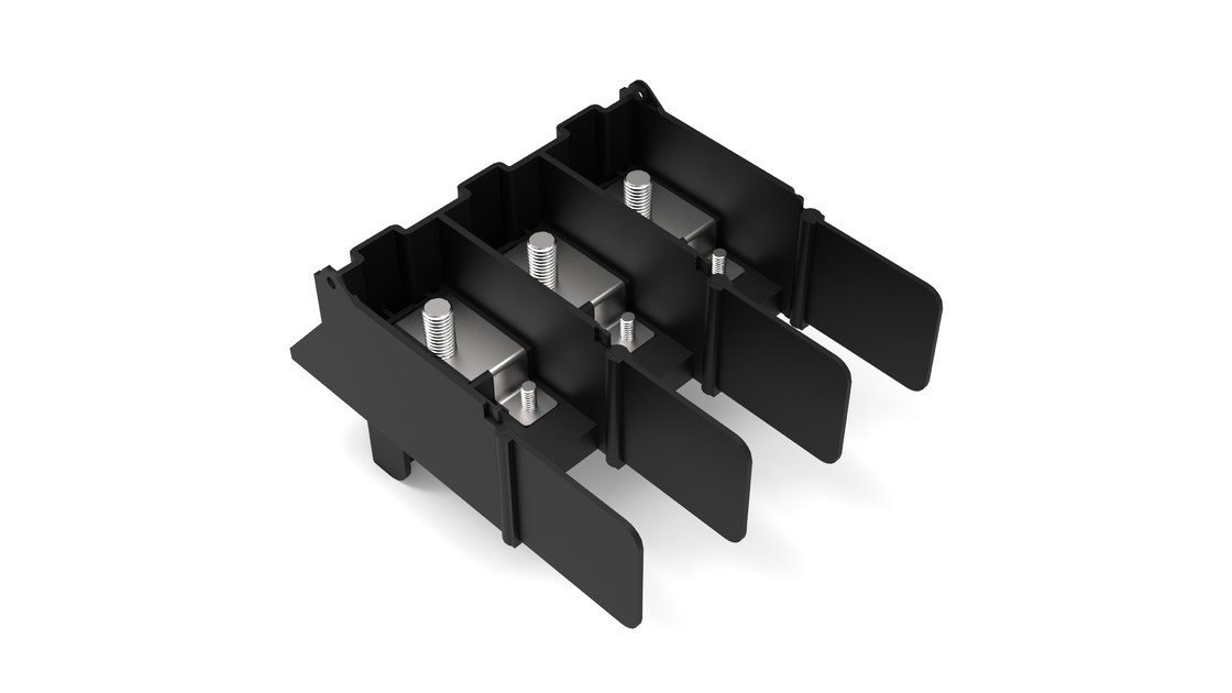 400A Energy Storage Connectors PA66 / PBT / UL94-V0 Brass AC 100V Screw M12 Steel Ni Plated